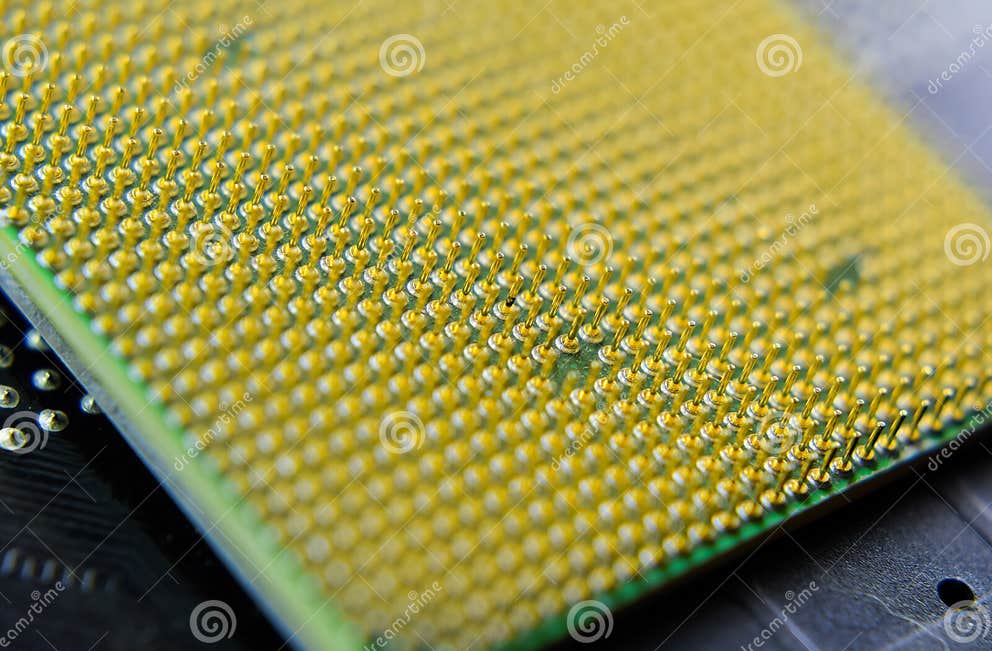 Computer Processor, Contact Feet. Electronic Board with Electrical ...