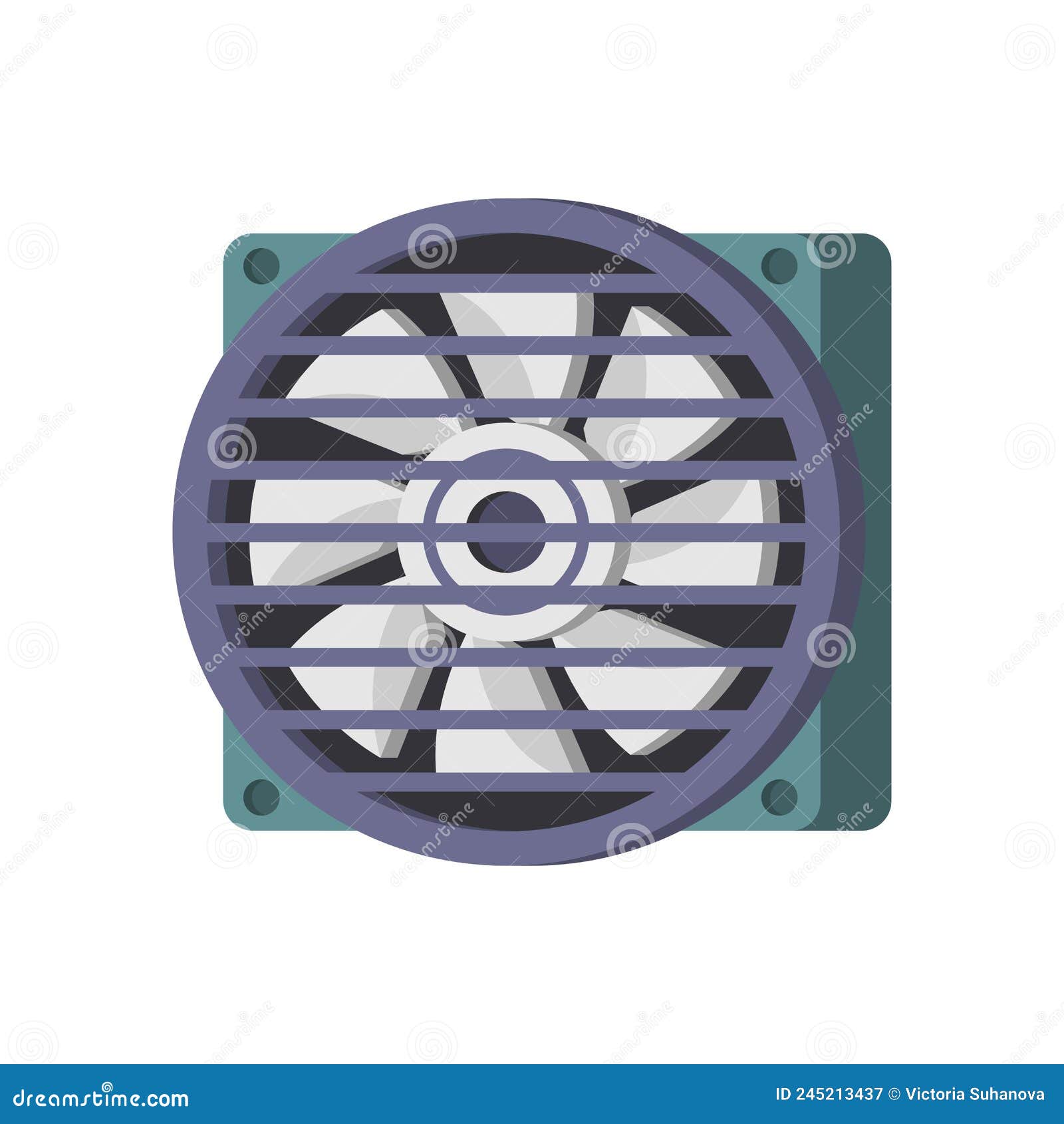 Computer Processor Cooling System with Circle Fan Isometric Icon Vector ...
