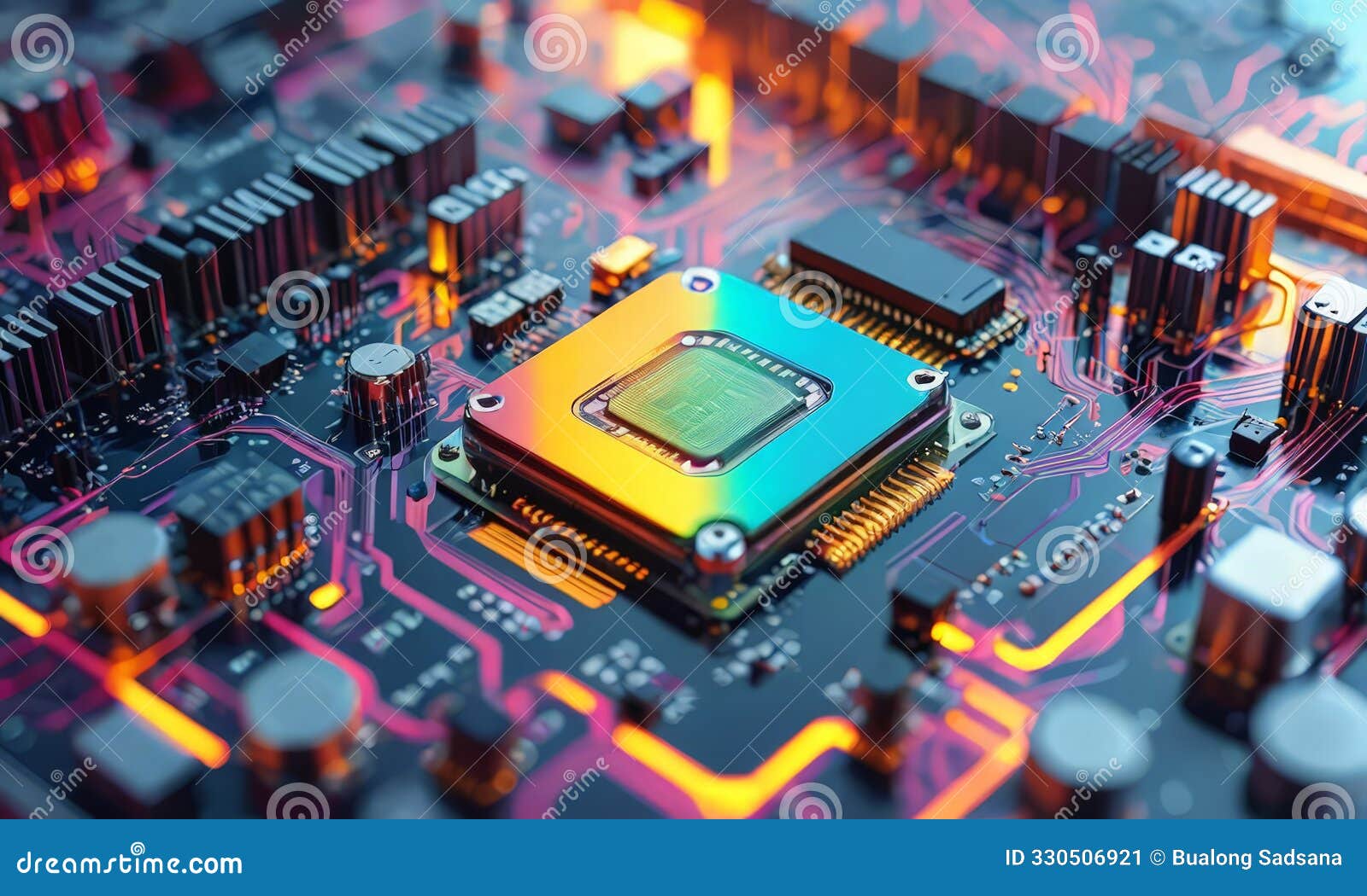 Computer Processor with Cpu Chip on Top Stock Illustration ...