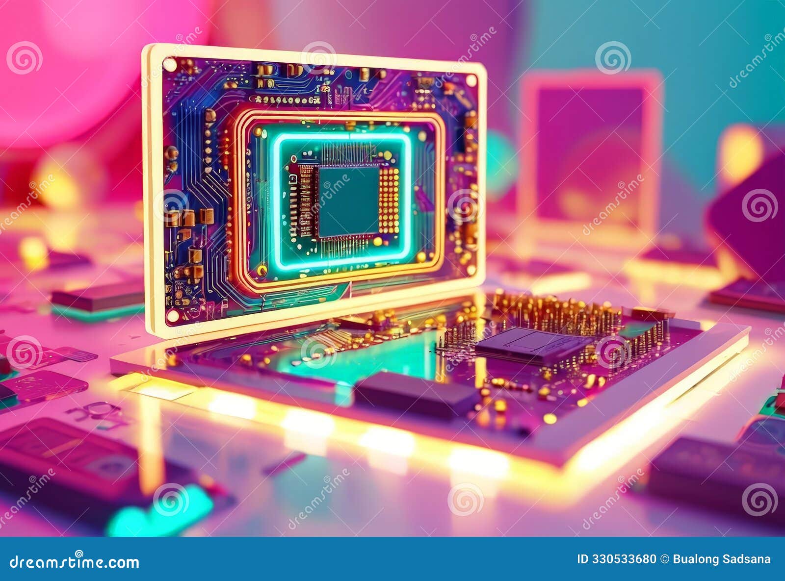 Computer Processor with Cpu Chip on Top Stock Illustration ...