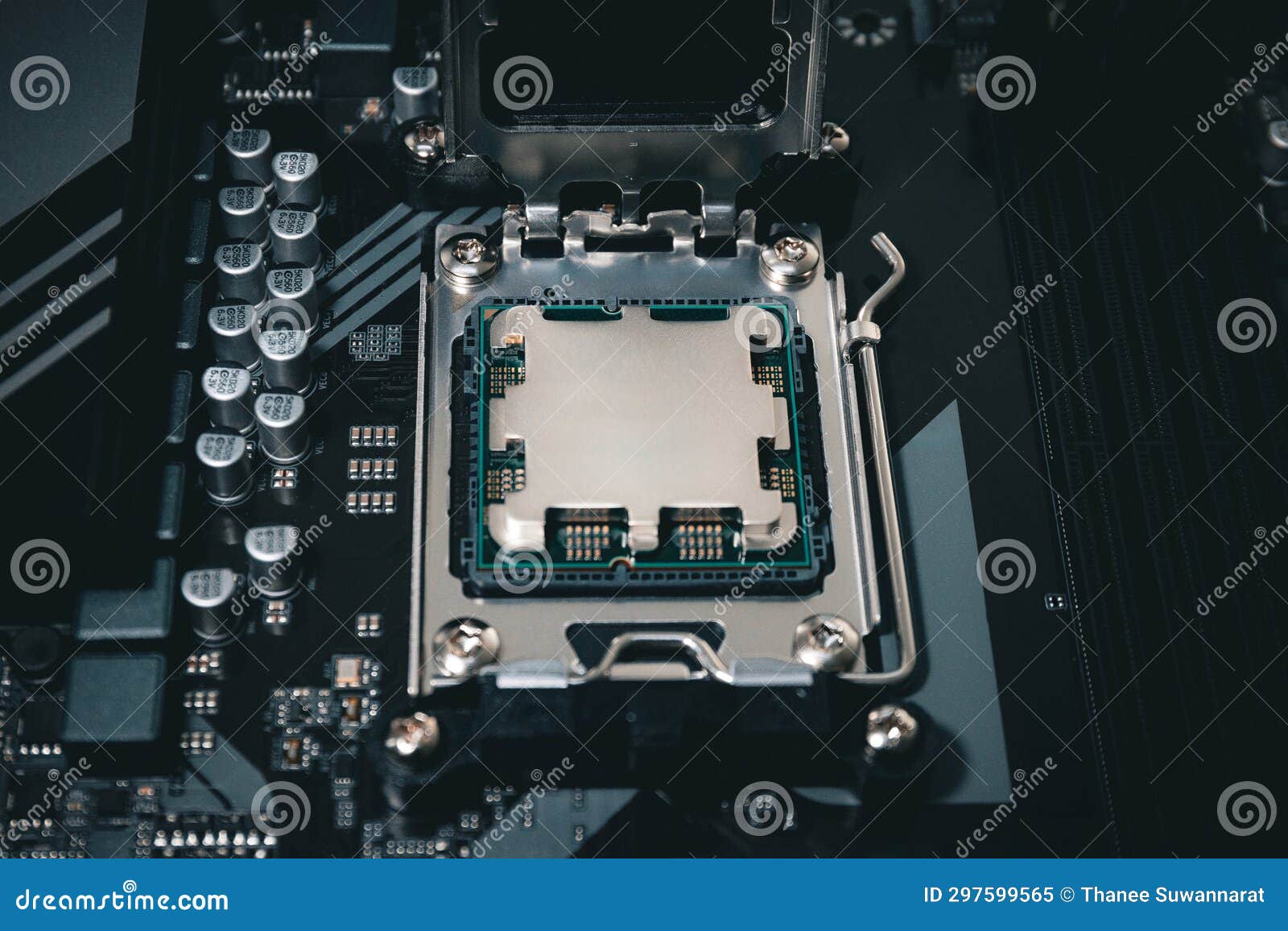Computer Processor from 2023 - CPU Sitting in a Motherboard on a Gaming ...