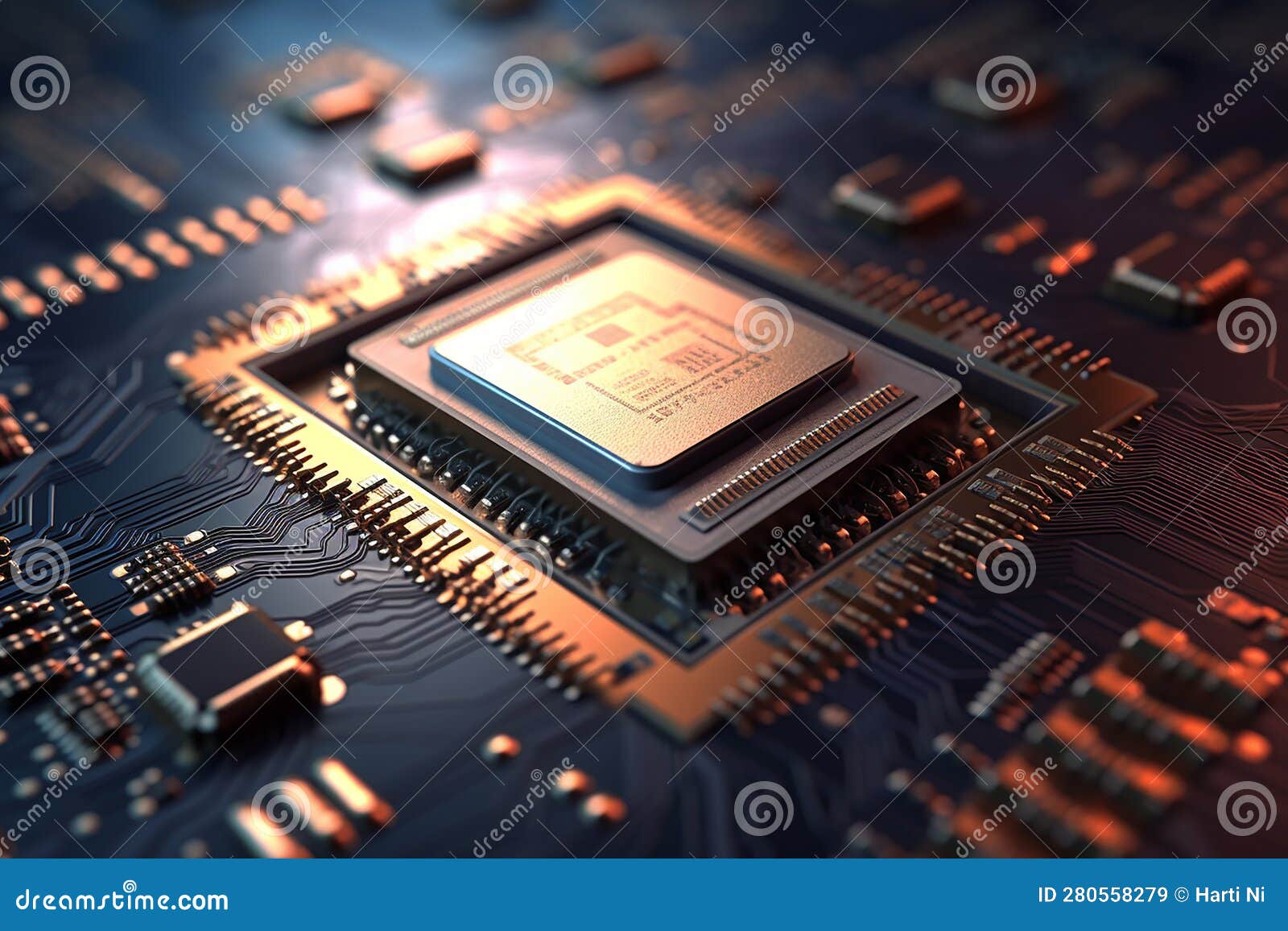 Computer Processor Electronic Technology with Chip on Motherboard and ...