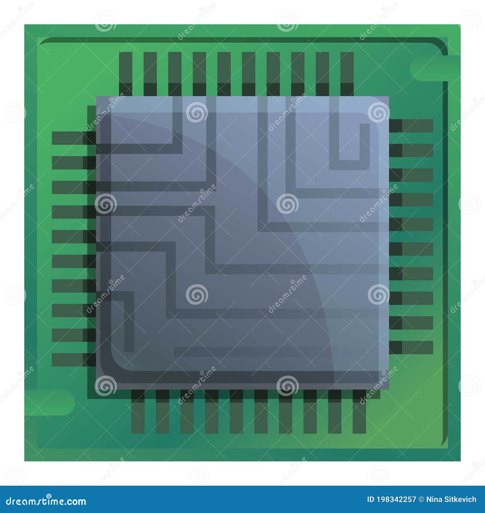 Computer Processor Icon, Cartoon Style Stock Vector - Illustration of ...