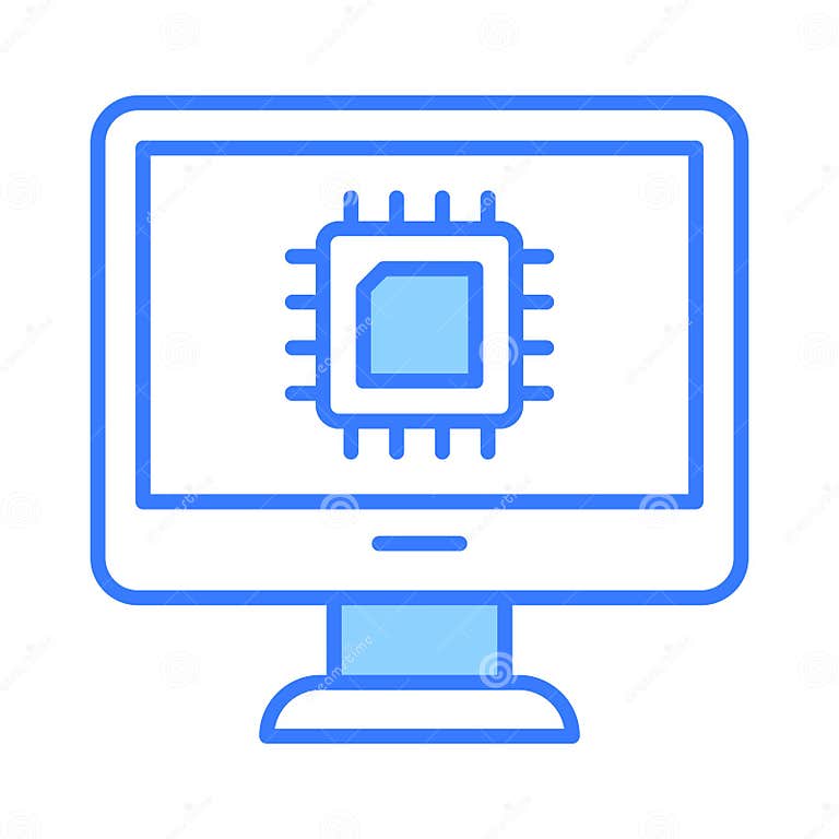 Computer Processor Icon in Modern Style Isolated on White Background ...