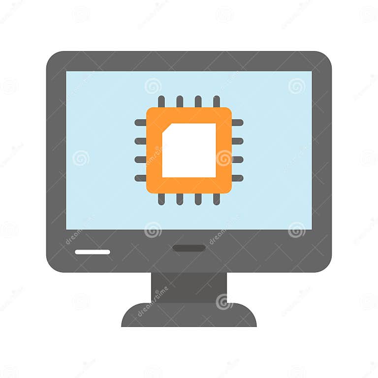 Computer Processor Icon in Modern Style Isolated on White Background ...