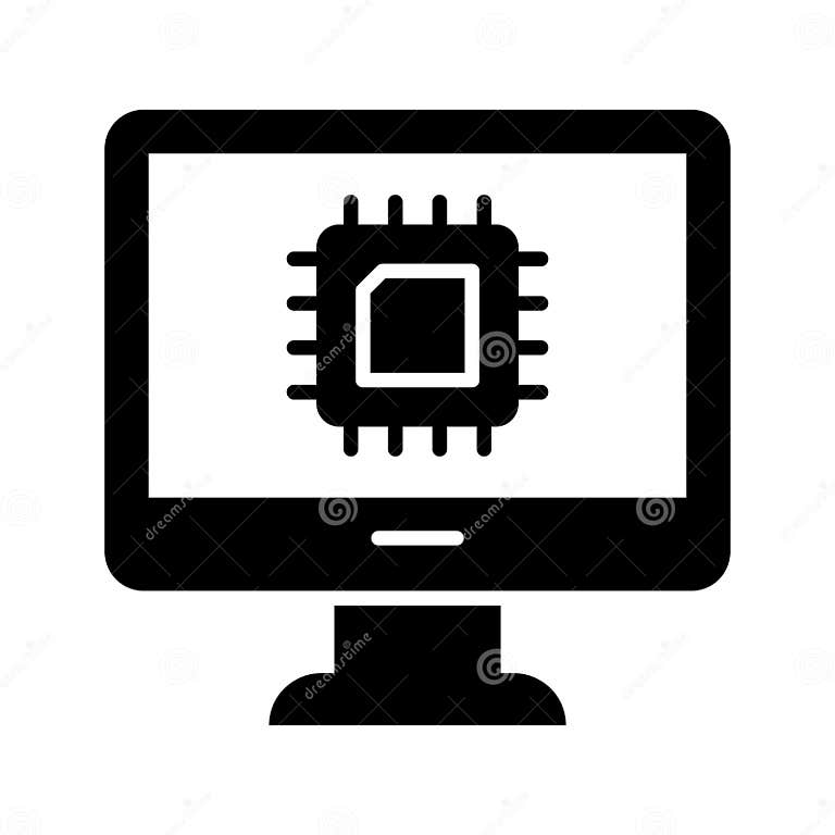 Computer Processor Icon in Modern Style Isolated on White Background ...