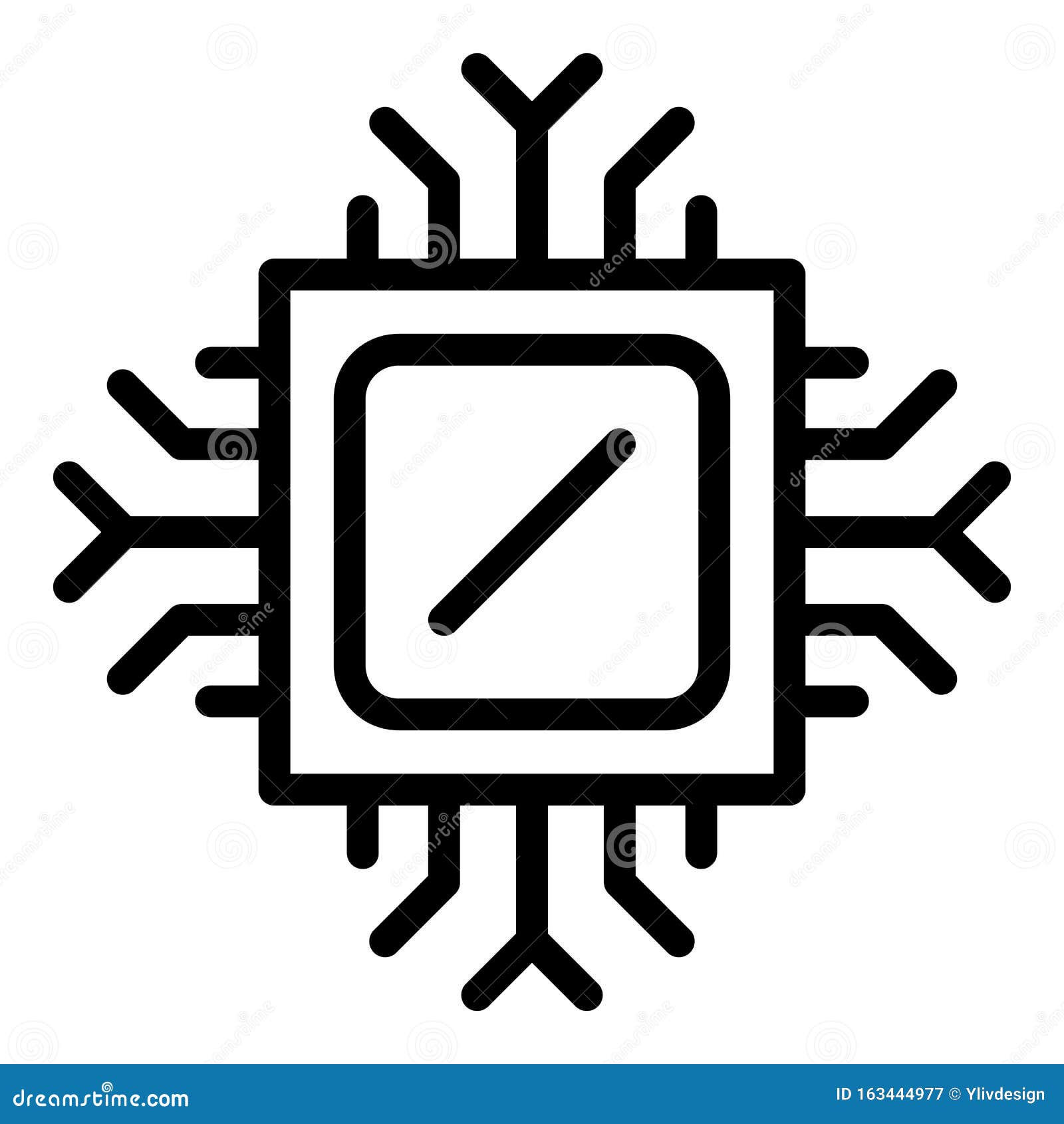 Computer Processor Icon, Outline Style Stock Vector - Illustration of ...