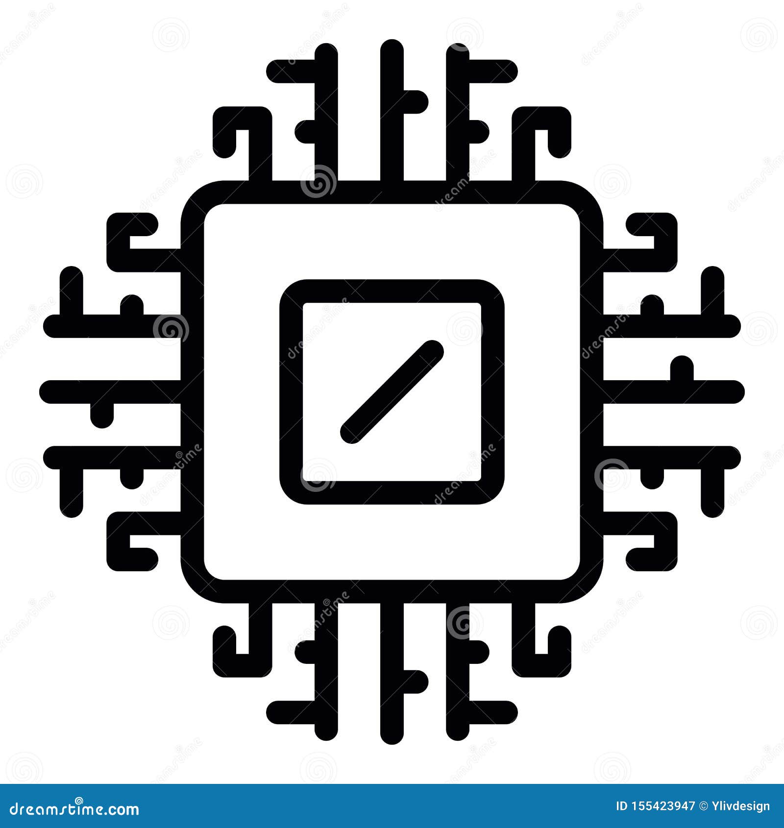 Computer Processor Icon, Outline Style Stock Vector - Illustration of ...