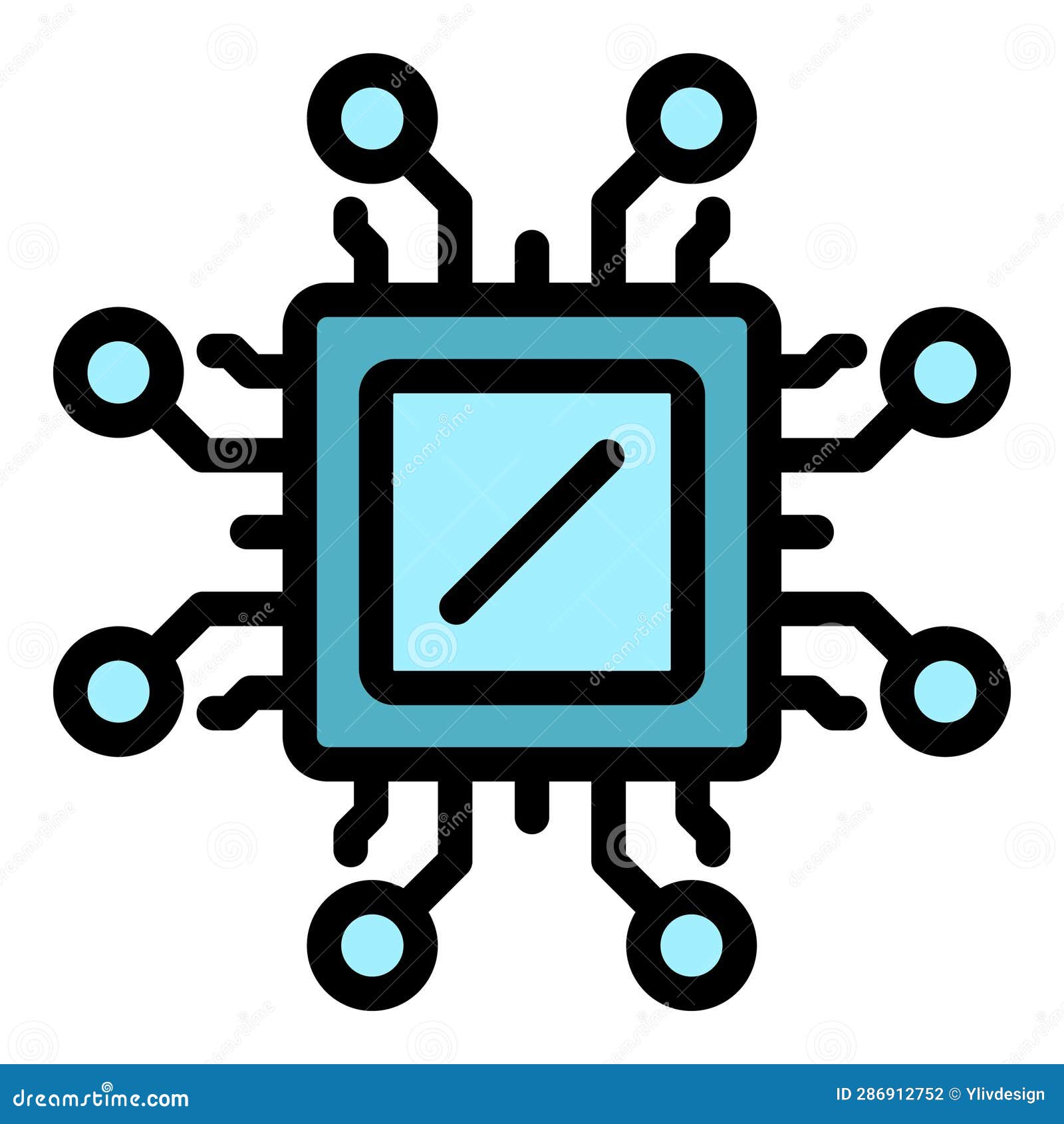 Computer Processor Icon Vector Flat Stock Illustration - Illustration ...