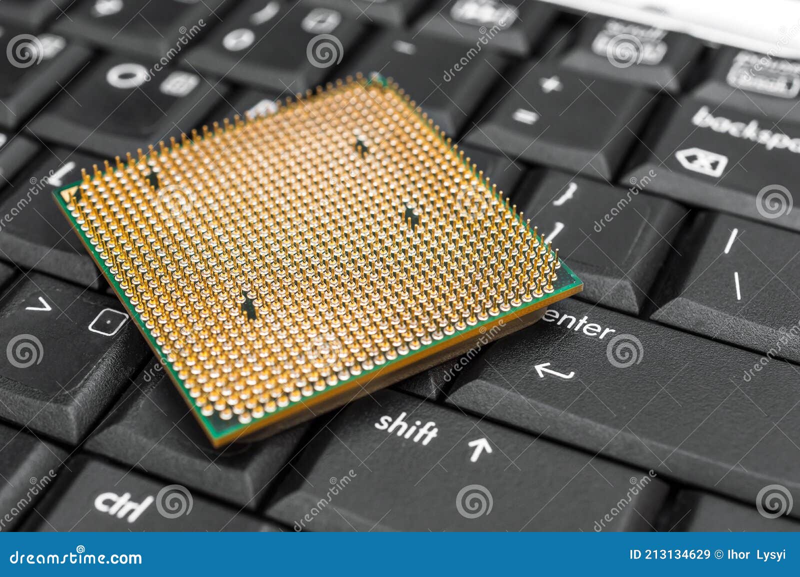 Computer Processor on Keyboard. Close Up Stock Image - Image of ...