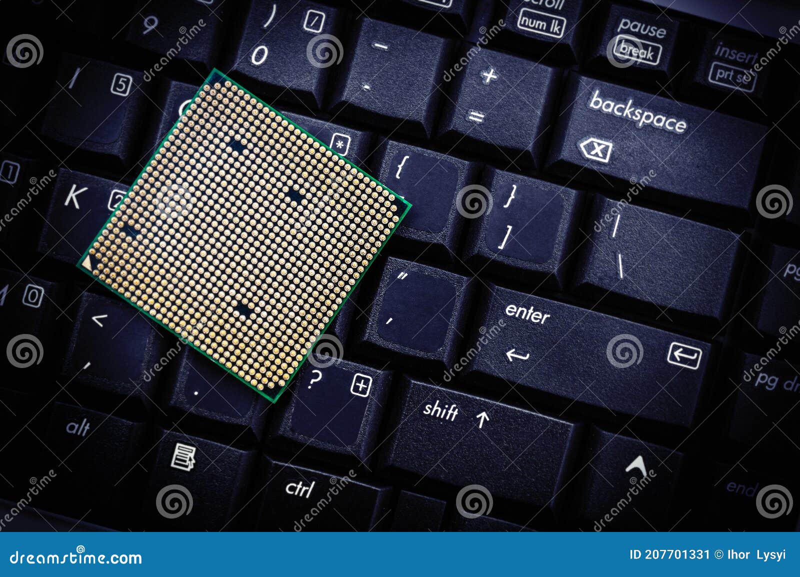 Computer Processor on Keyboard. Close Up Stock Image - Image of ...