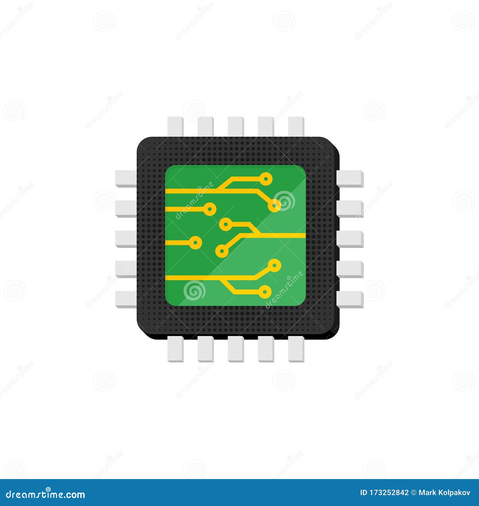 Computer Processor Microchip Flat Illustration. Vector Isolate Stock ...