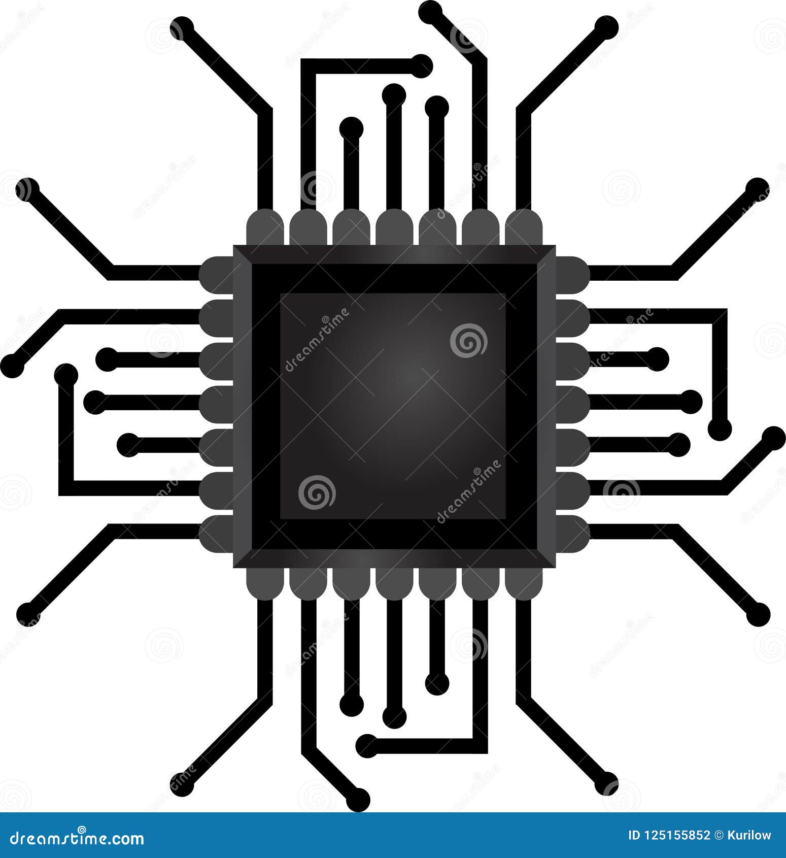 Computer Processor, Microchip. Vector Illustration Stock Vector ...