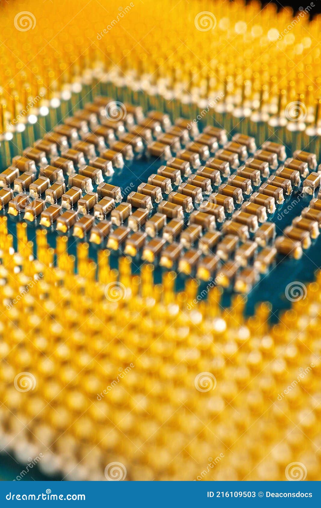 Computer Processor or Microprocessor Close-up. Bright Vertical ...