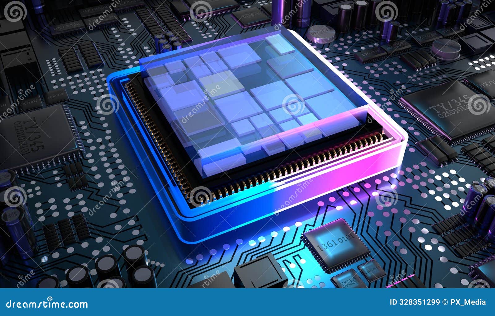 Computer Processor and Motherboard Stock Illustration - Illustration of ...