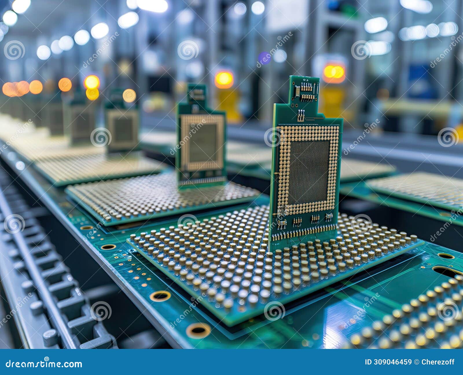 Computer Processor Production Line Stock Illustration - Illustration of ...