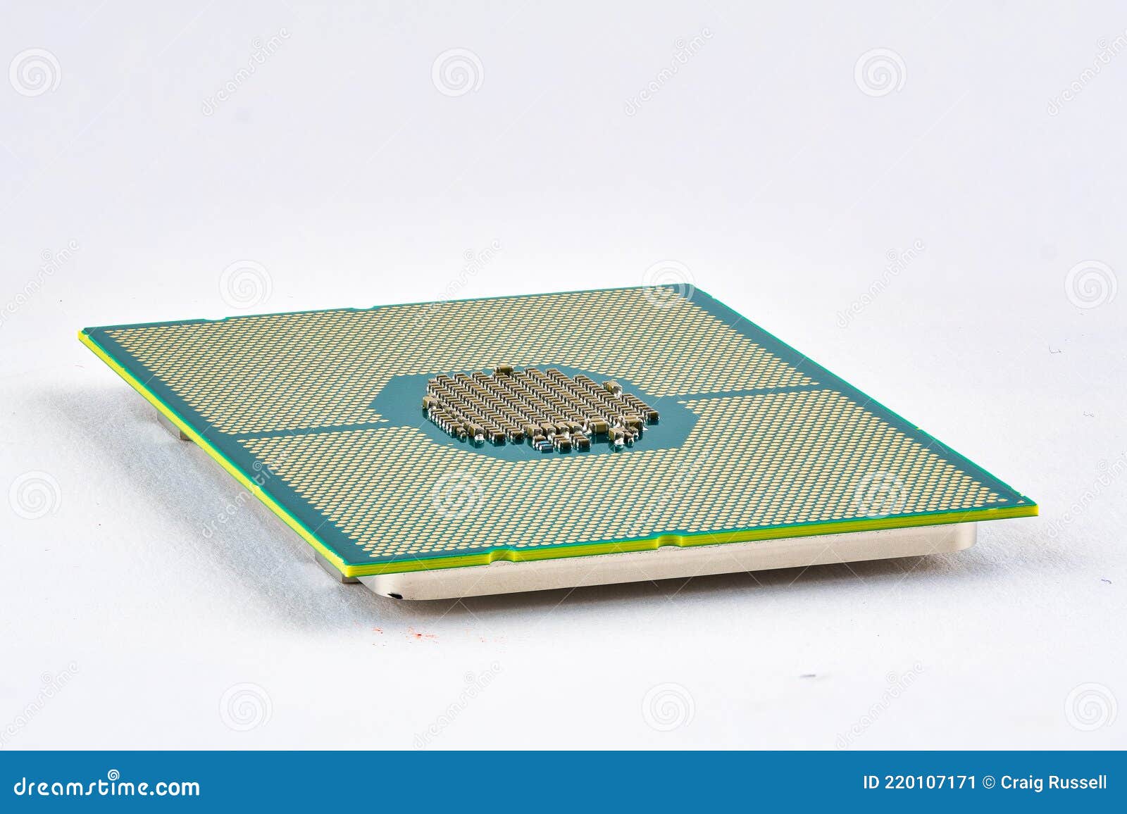 Computer Processor Showing Pin Connections and Components Stock Image ...