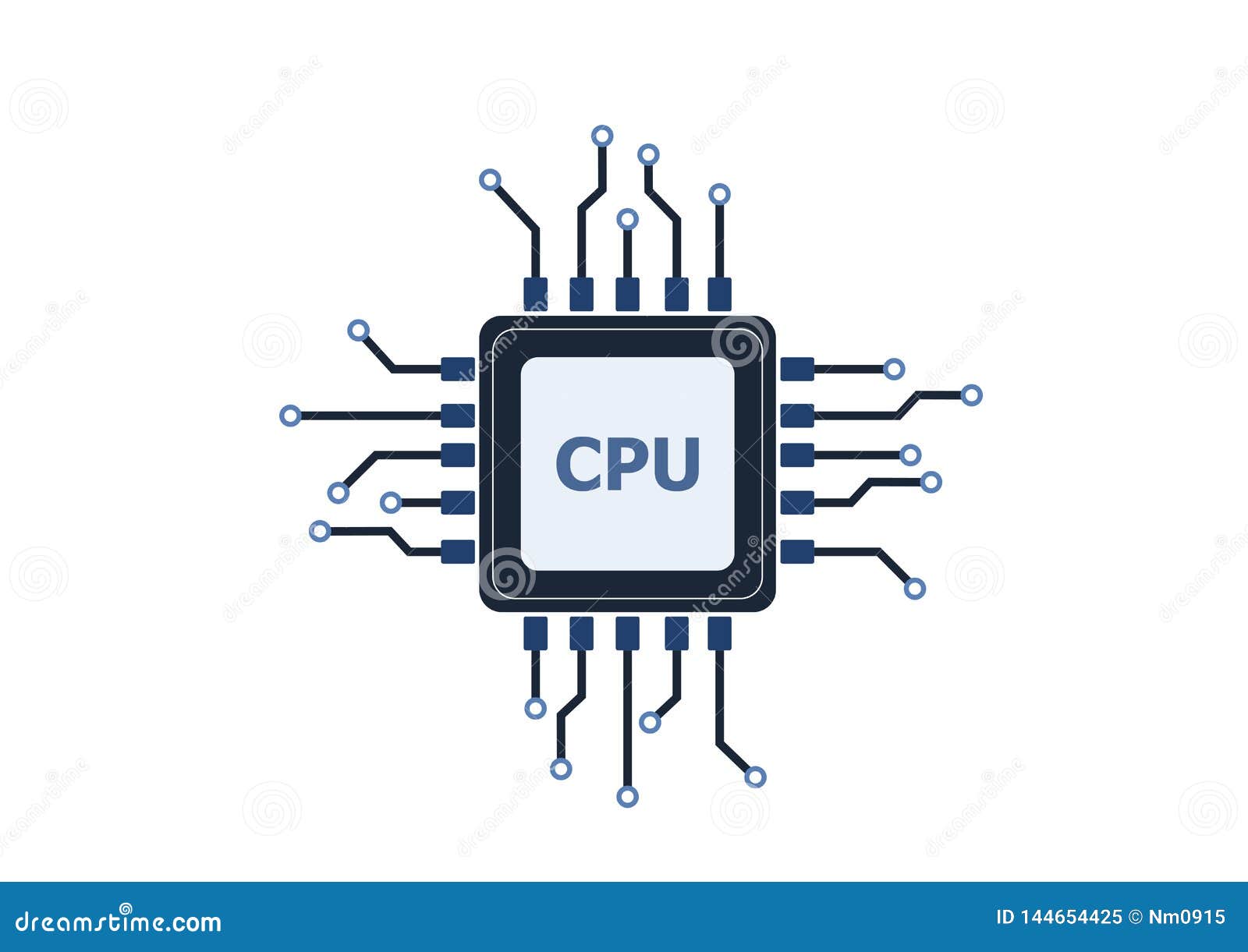 Computer Processor Sign in Colorful Flat Style Stock Vector ...