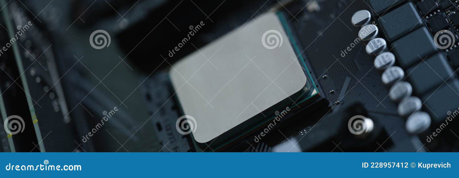 Computer Processor in Silver is Installed in Motherboard Closeup Stock ...