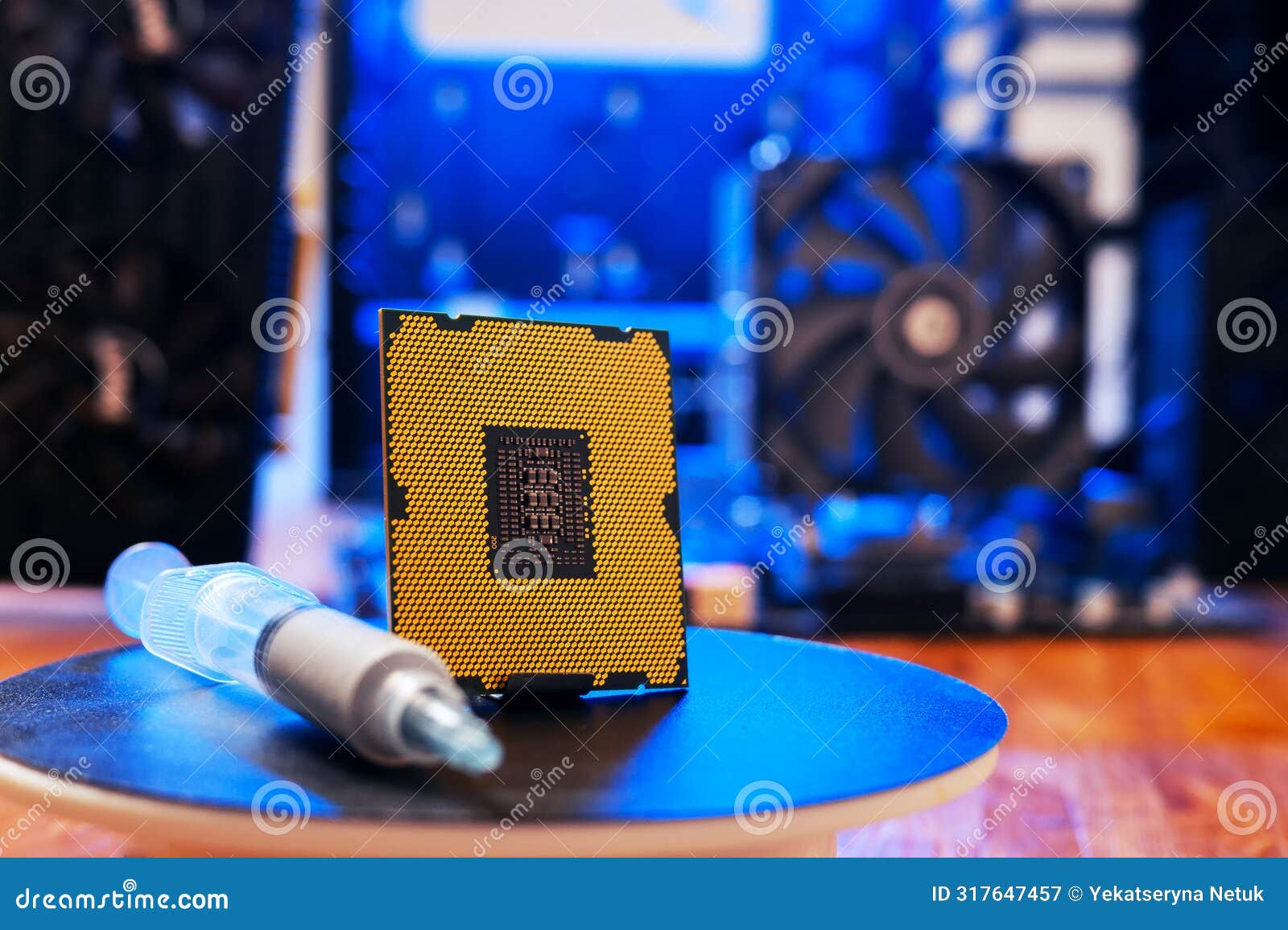 Computer Processor with Thermal Paste Close Up. Modern Computer Part ...