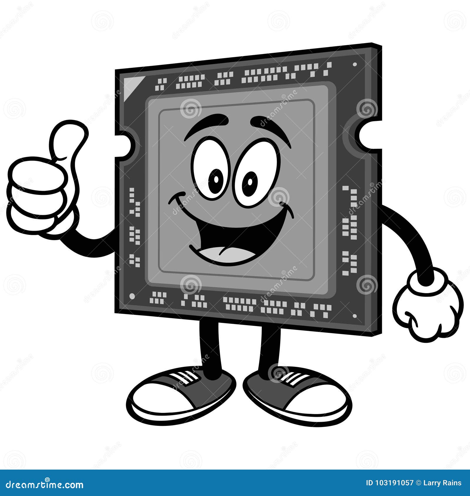 Computer Processor with Thumbs Up Illustration Stock Vector ...