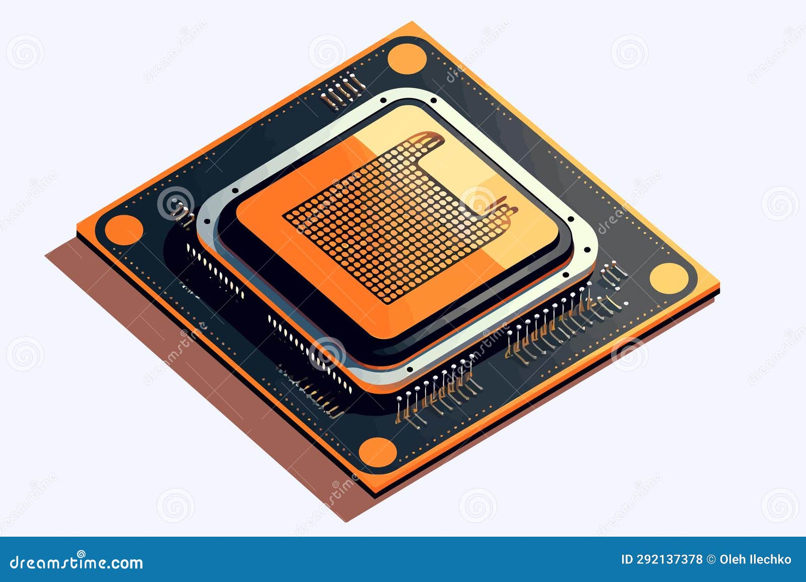 Computer Processor Vector Flat Minimalistic Isolated Vector Style ...