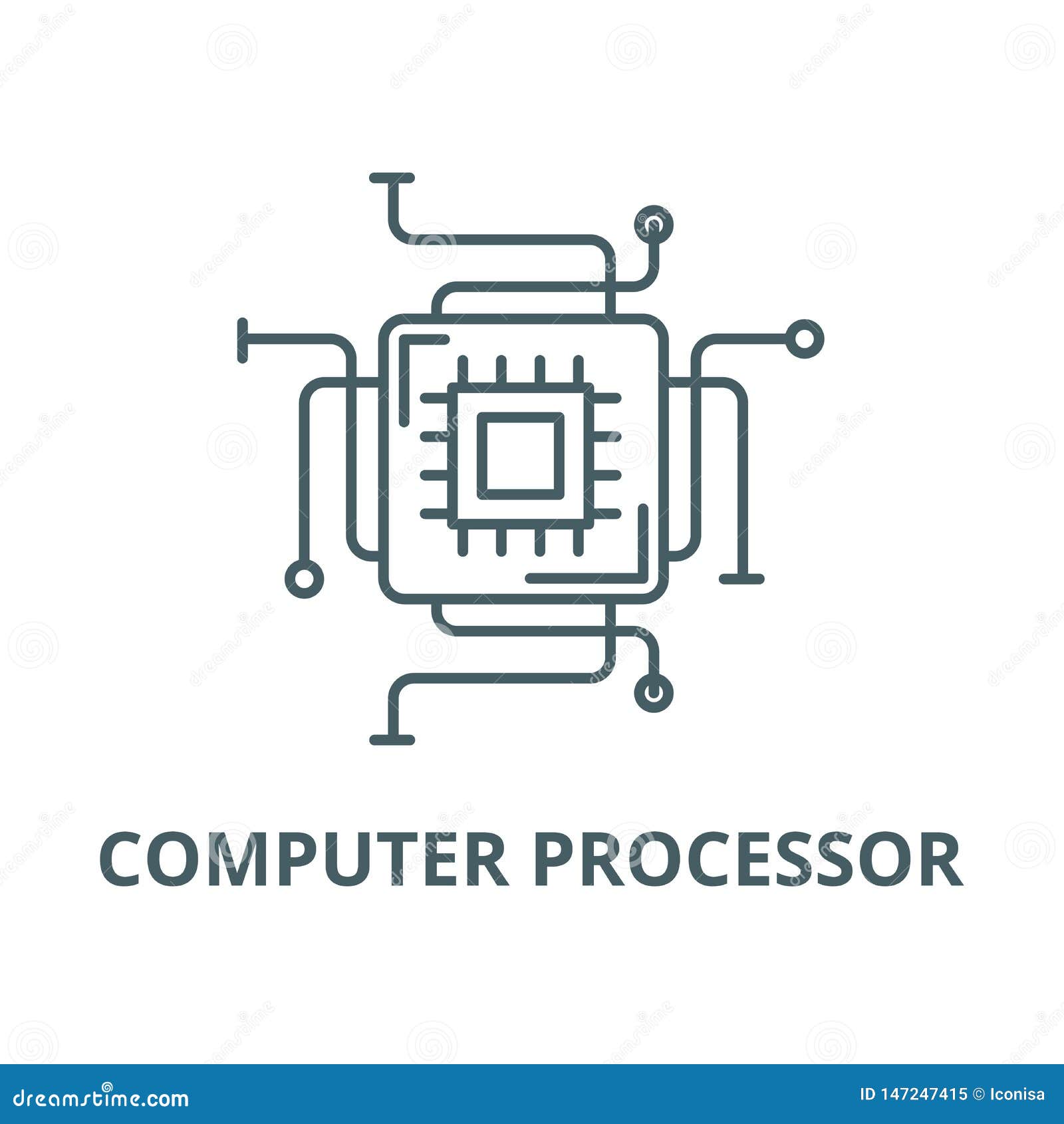 Computer Processor Vector Line Icon, Linear Concept, Outline Sign ...
