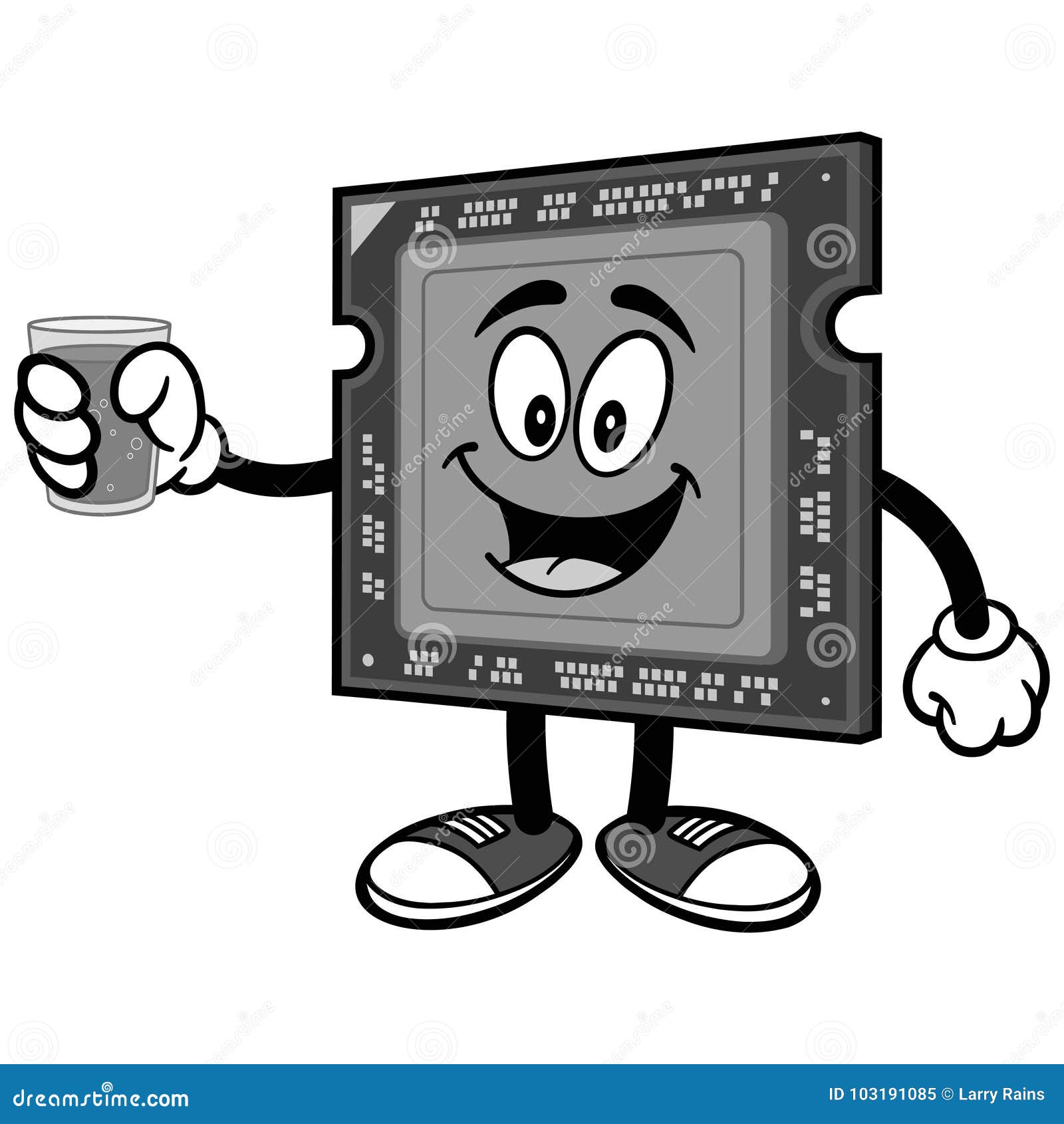 Computer Processor with Water Illustration Stock Vector - Illustration ...