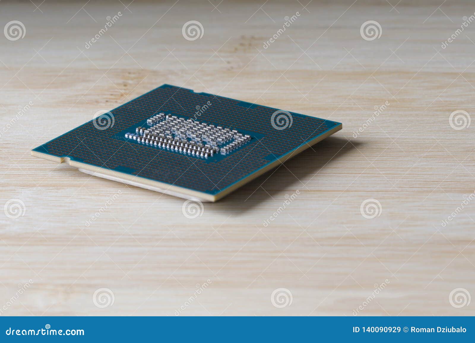 A Computer Processor on a Wooden Background. Side View Stock Image ...