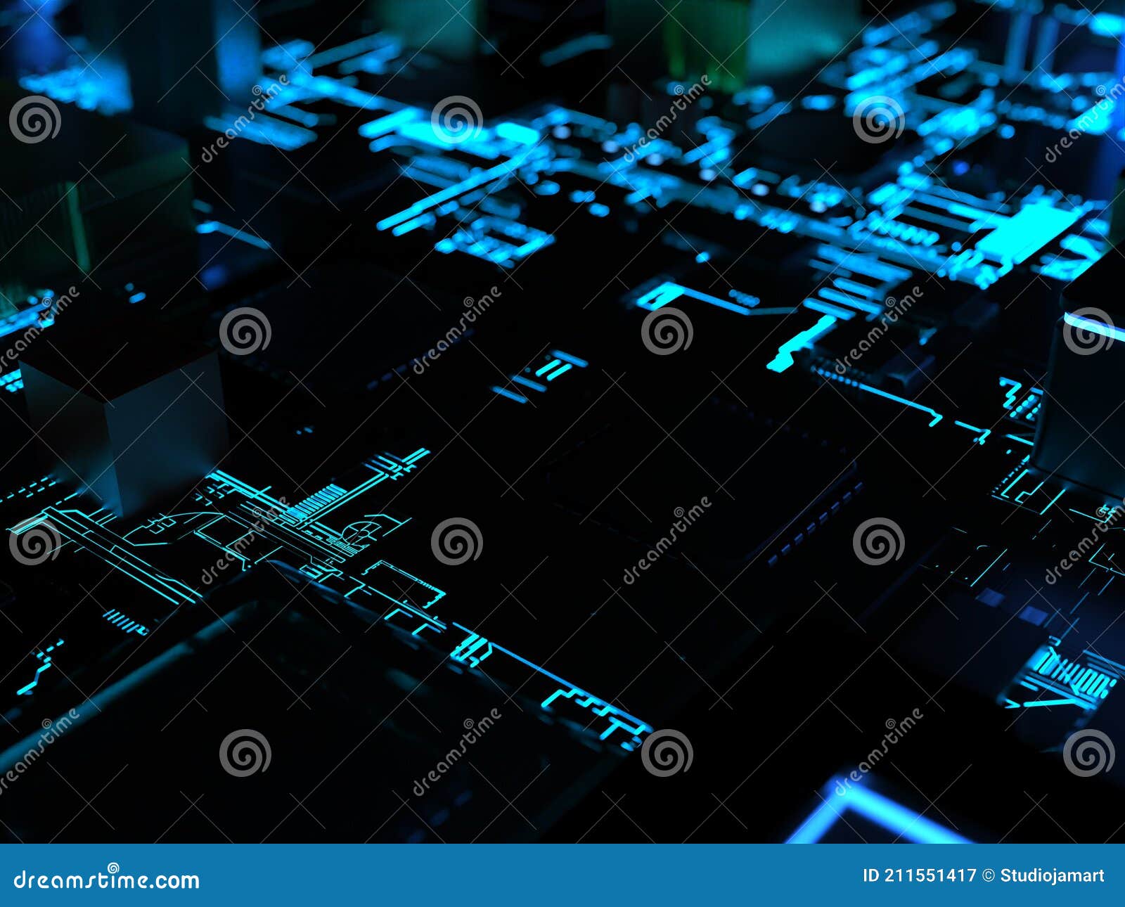 Computer Processors Close-up in Bright Blue Backlight Stock ...
