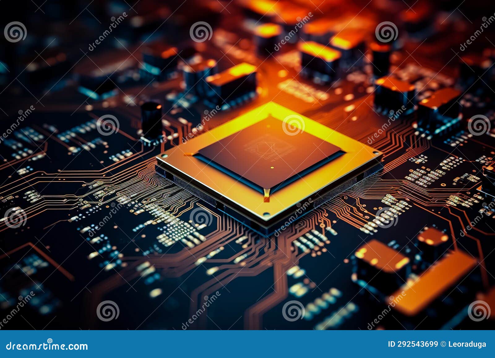 Computer Processors CPU Concept. Motherboard Digital Chip Stock ...