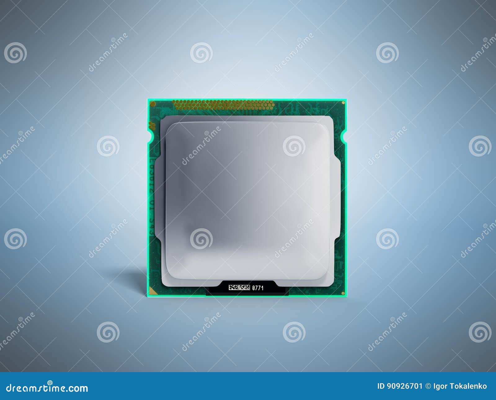 Computer Processors CPU High Resolution 3d Render on Blue Stock ...