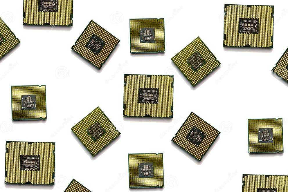 Computer Processors. Isolate on a White Background. Copy Space Stock ...