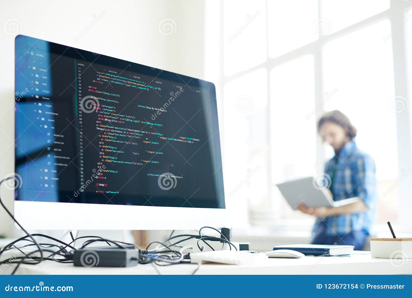 Computer of programmer stock photo. Image of coding - 123672154