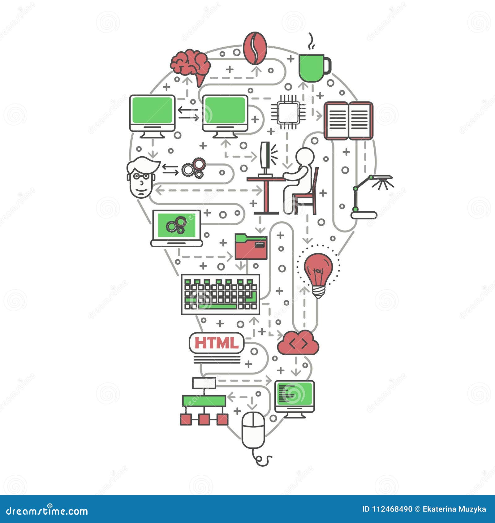 Computer Programmer Concept Vector Flat Line Art Illustration Stock ... Computer Programmer Concept Vector Flat Line Art Illustration Stock ...