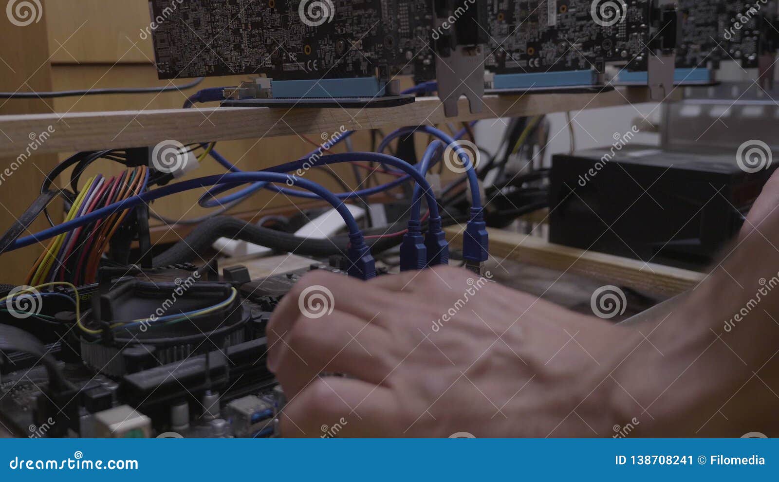 Computer Programmer Engineer Troubleshooting Gpu Mining Rig Machine for ...