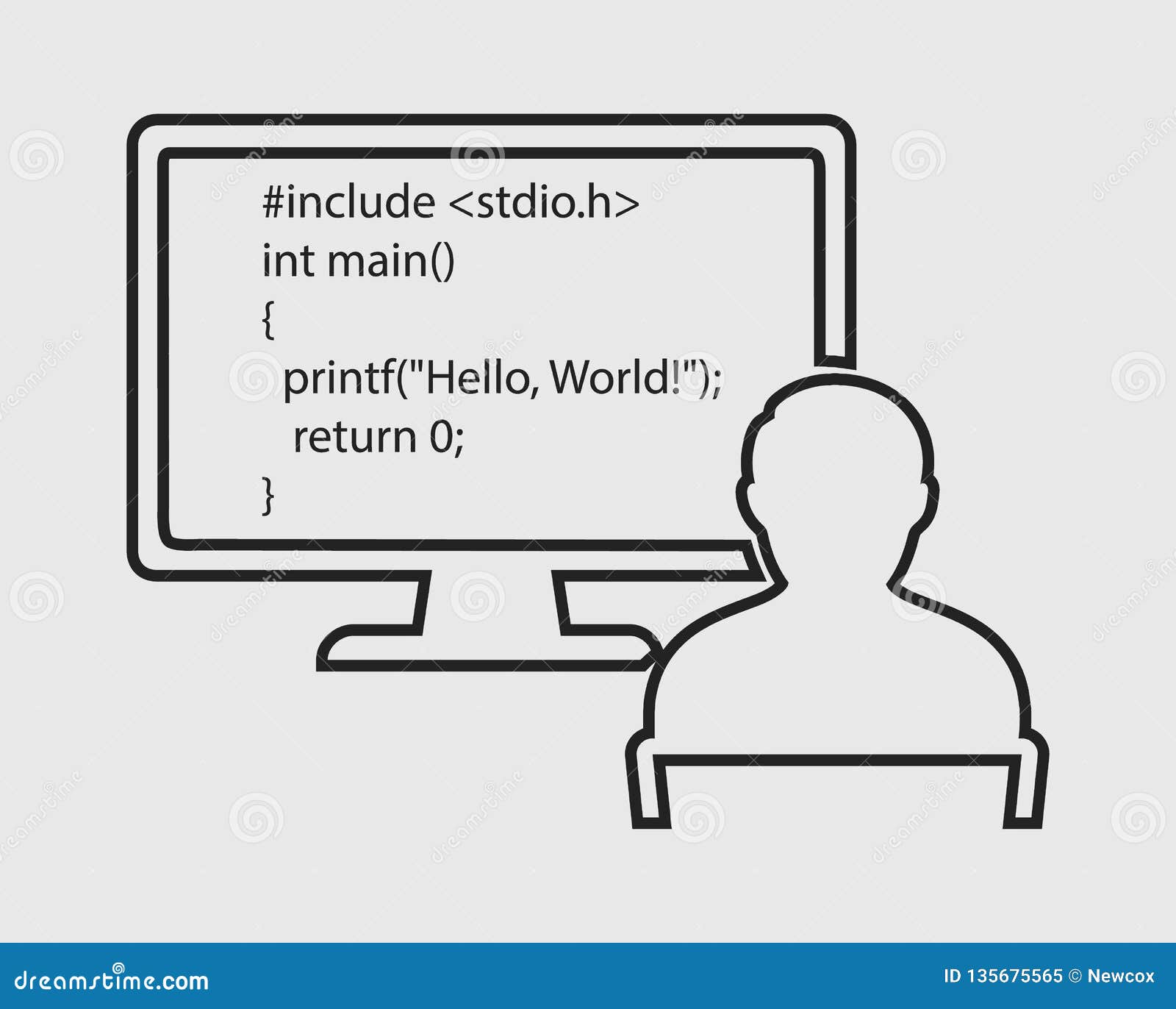 Computer Programmer Line Icon Stock Vector - Illustration of coder ...