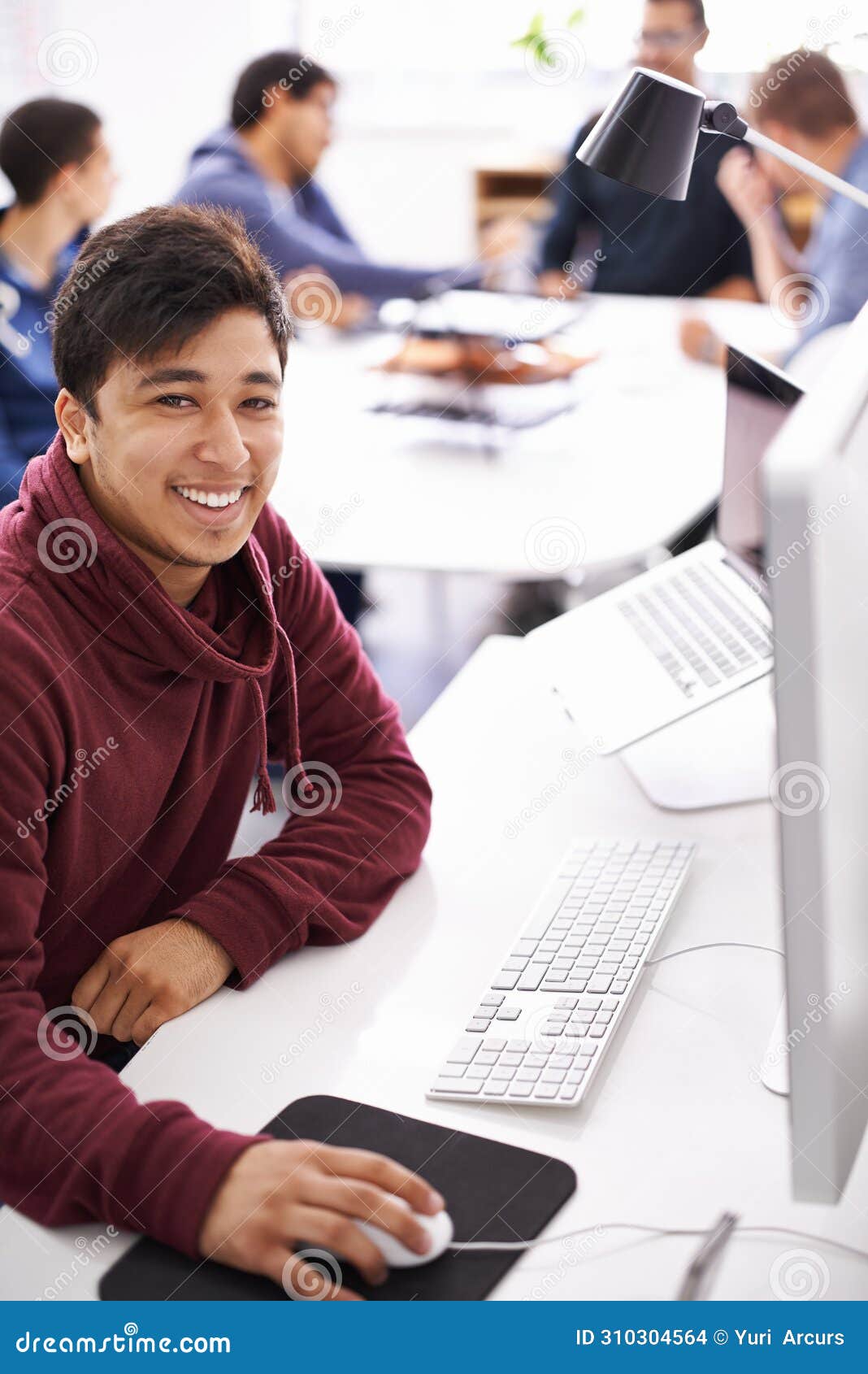 Computer Programmer And Portrait Of Happy Man Software And Update Of Information Technology
