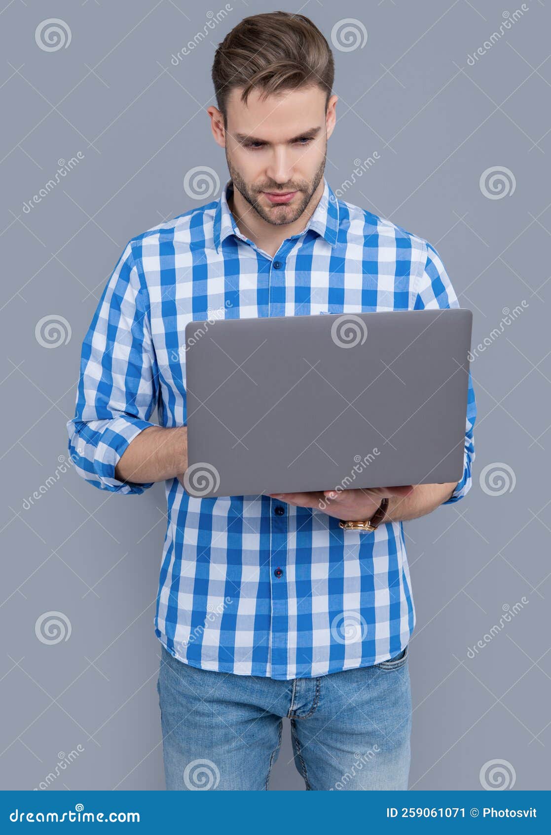 Computer Programmer Studio. Software Developer Using Laptop Computer Stock Image - Image of ...