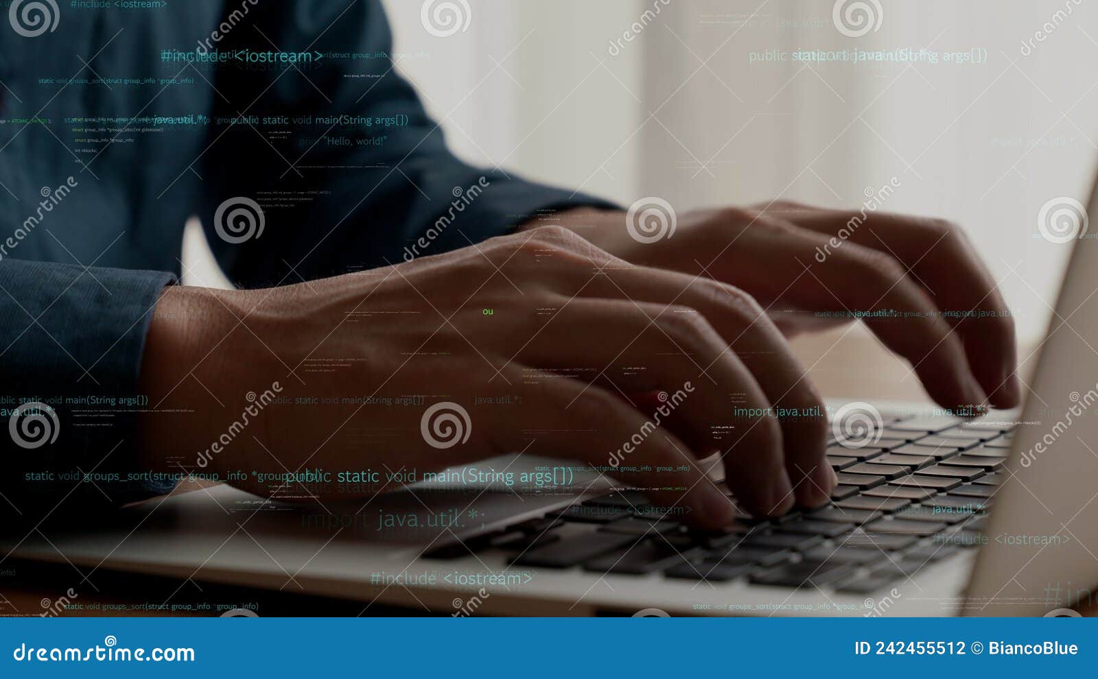 Computer Programmer Uses Capable Laptop Computer To Develop Programming 5166