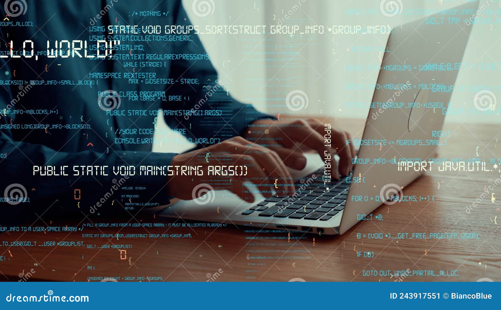Computer Programmer Uses Capable Laptop Computer To Develop Programming 7065