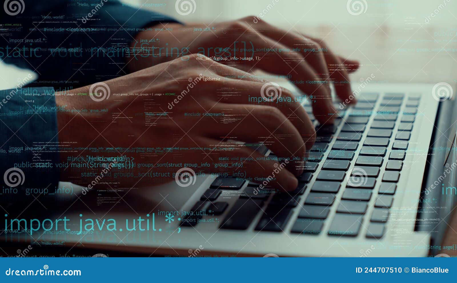 Computer Programmer Uses Capable Laptop Computer To Develop Programming ...