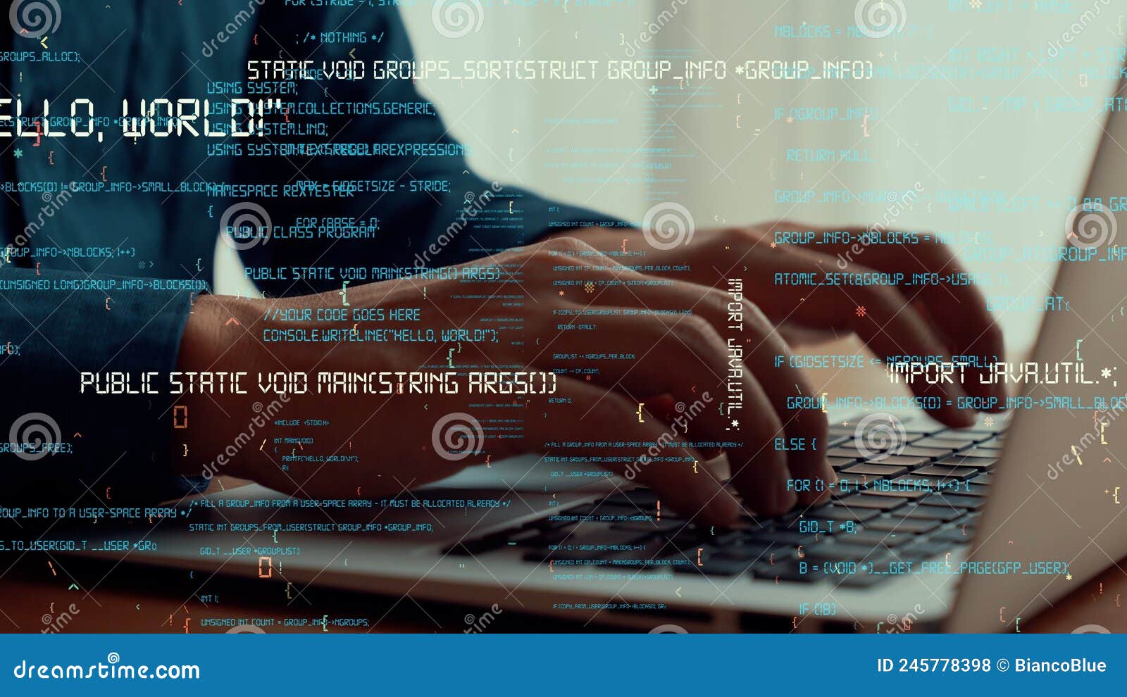 Computer Programmer Uses Capable Laptop Computer To Develop Programming 2168