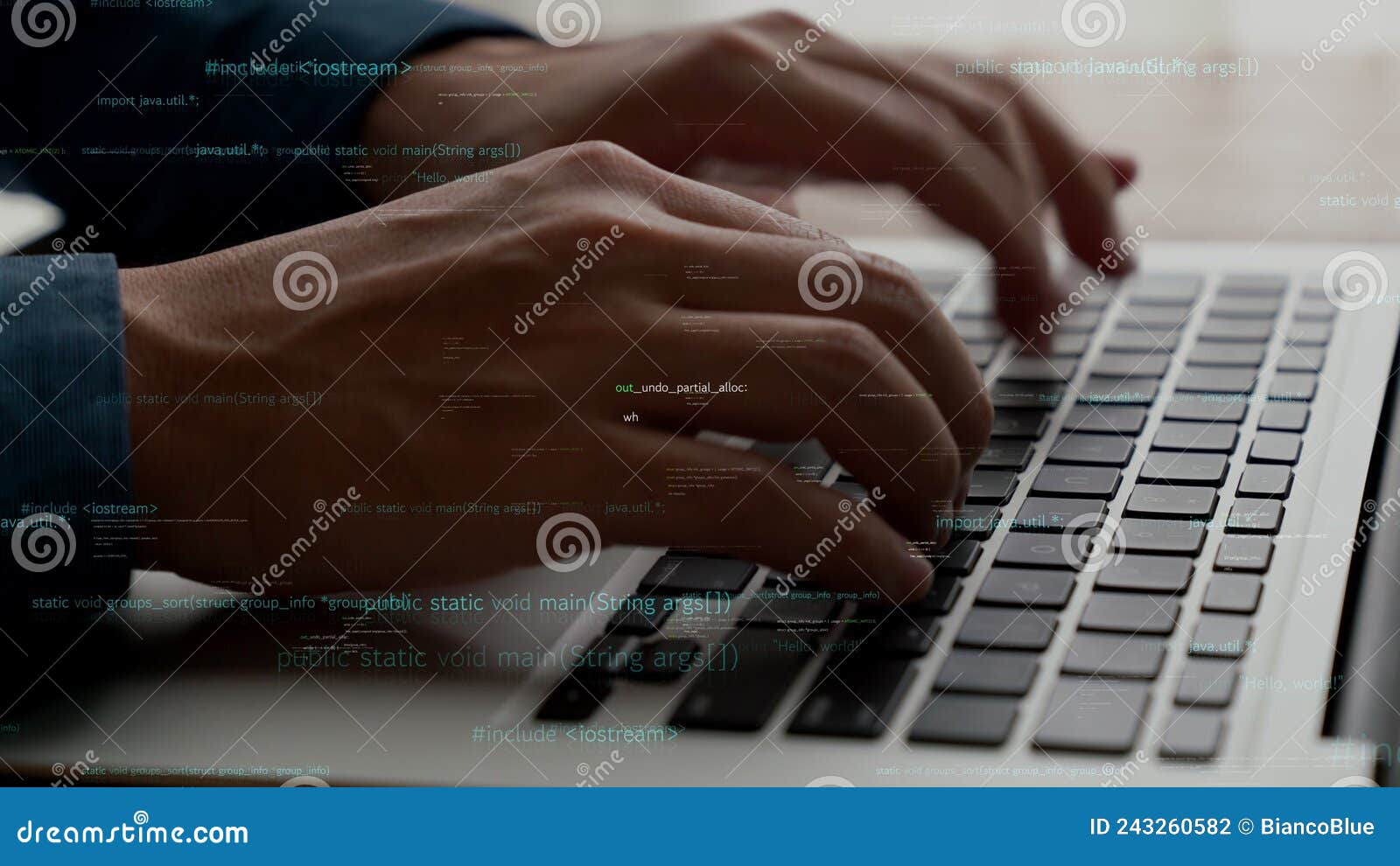 Computer Programmer Uses Capable Laptop Computer To Develop Programming ...