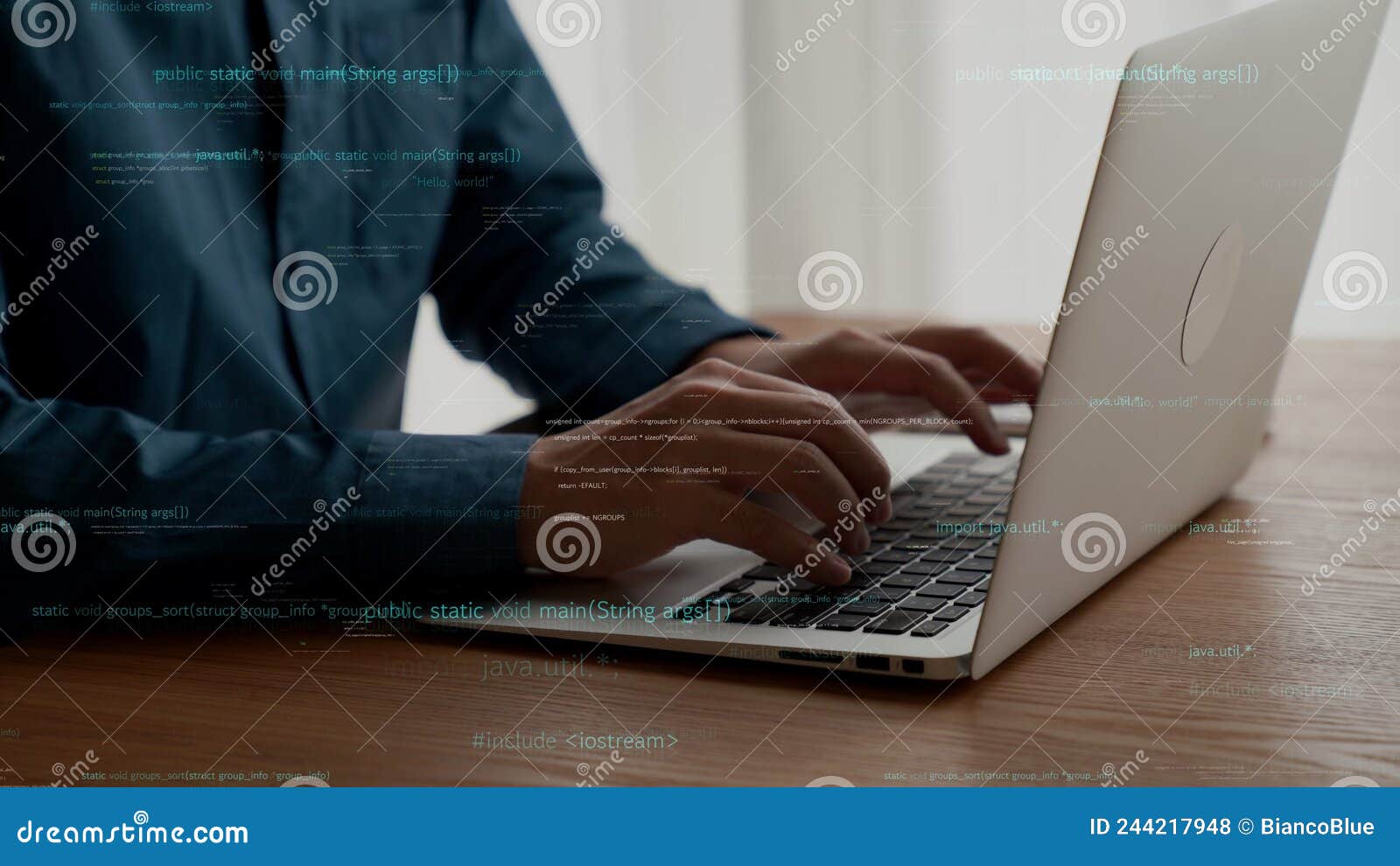 Computer Programmer Uses Capable Laptop Computer To Develop Programming ...