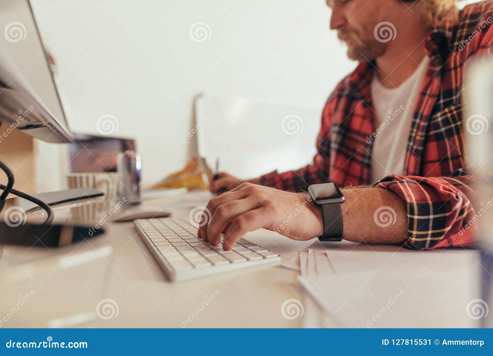 Computer Programmer Working at the Desk Stock Image - Image of coding ...