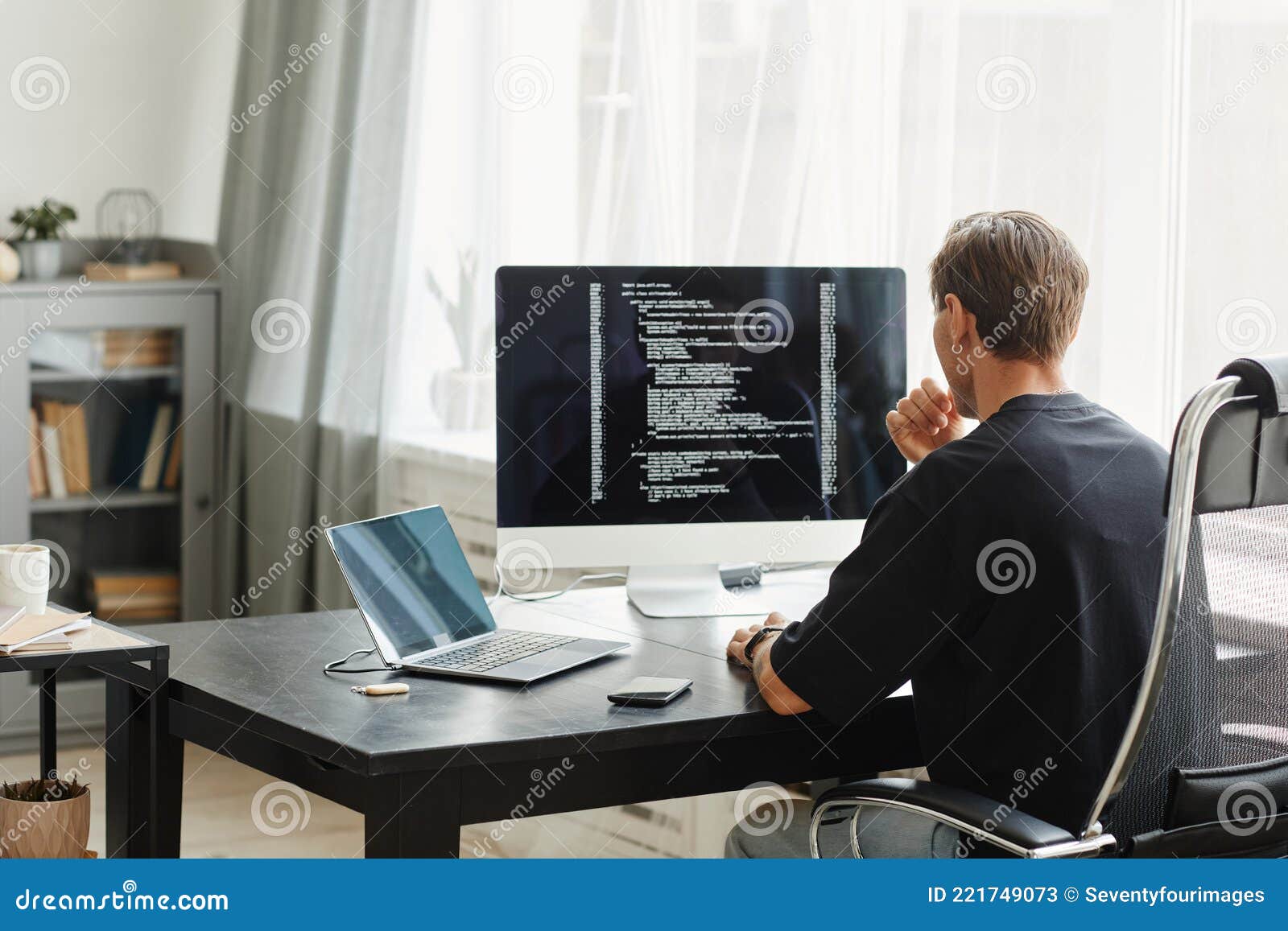 Computer Programmer Working on New Software Program Stock Image - Image ...