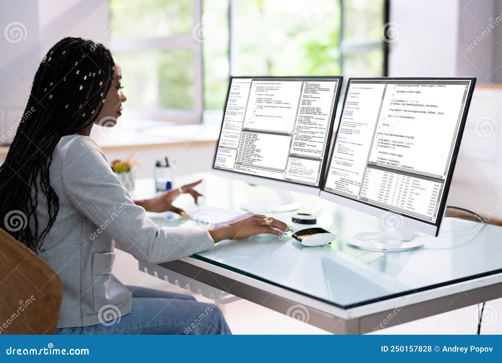 Computer Programmer Writing Program Code on Computer Stock Photo ...