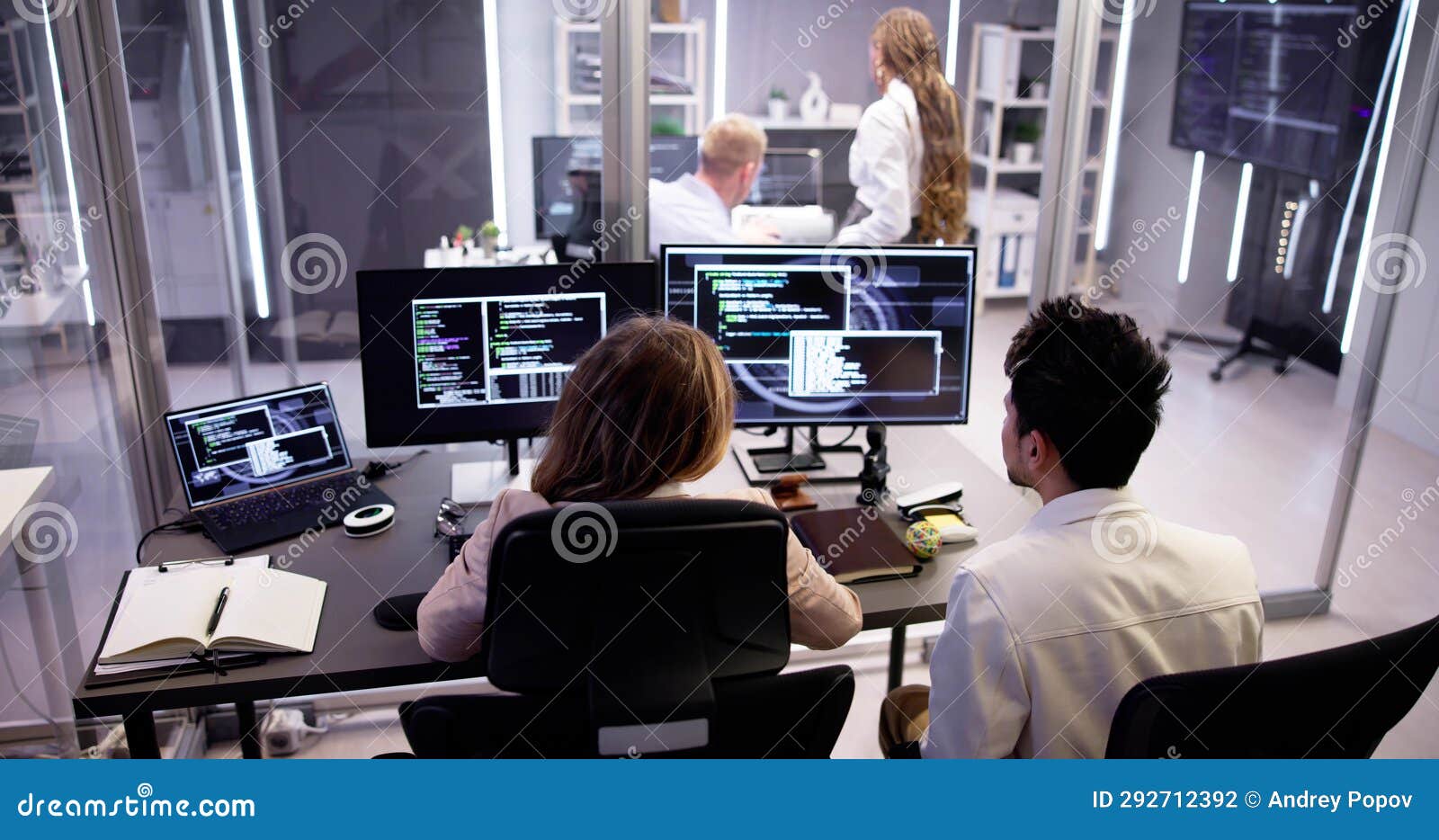 Computer Programmer Writing Program Code on Computer Stock Photo ...
