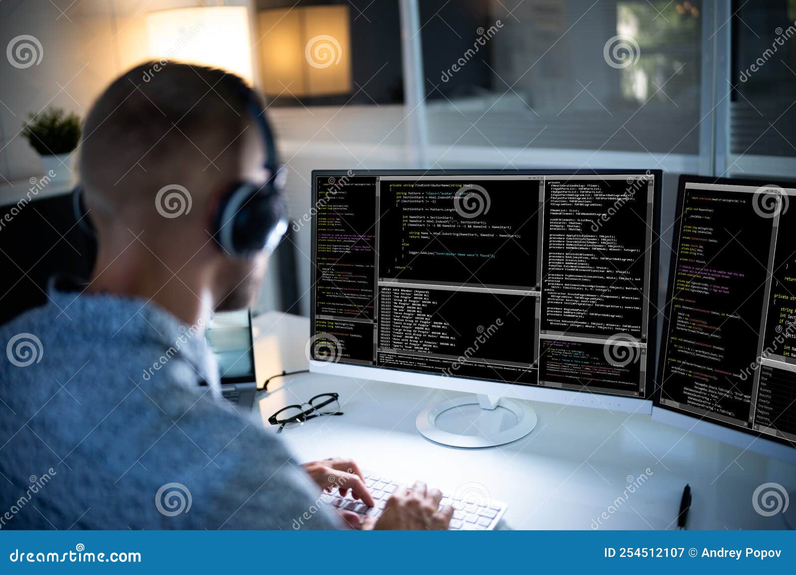 Computer Programmer Writing Program Code On Computer Stock Image Image Of Debug Coder 254512107